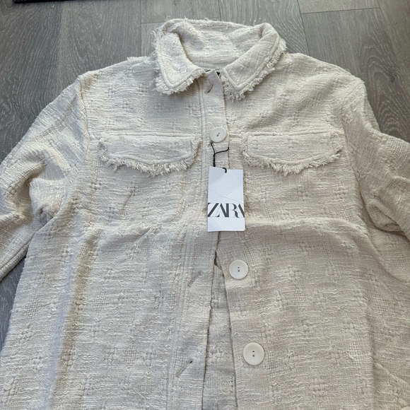 Zara | Jackets & Coats | Zara Structured Frayed Overshirt | Poshmark